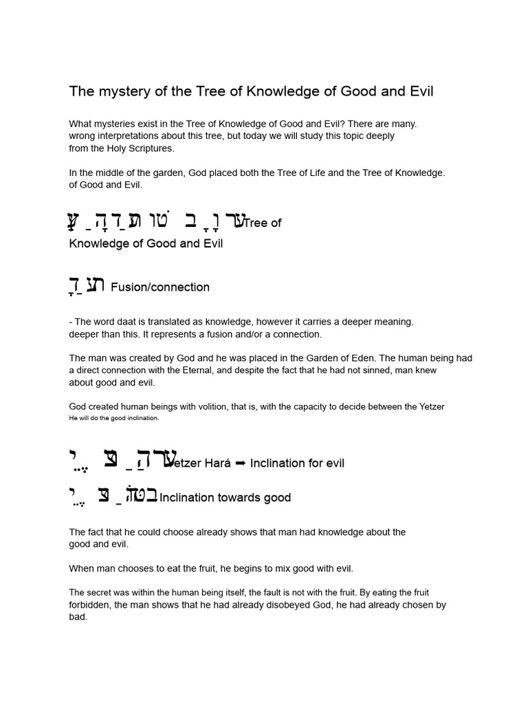 The Mystery of The Tree of Knowledge of Good and Evil | PDF | Good And ...