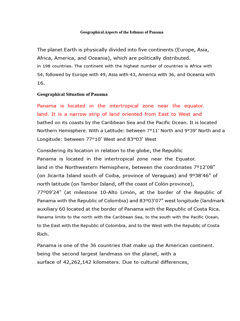 Geographical Overview of Panama's Isthmus | PDF | Central America | Panama