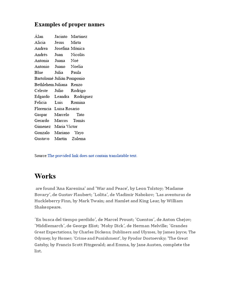 Examples of Proper Names and Deities | PDF