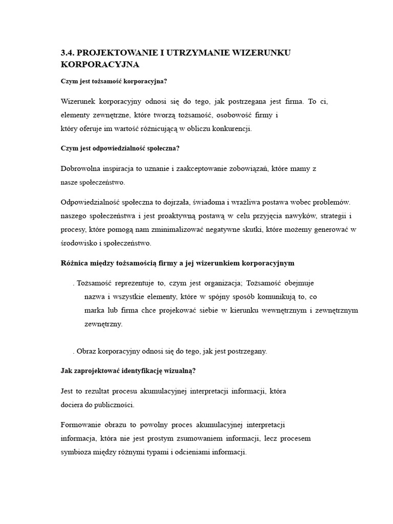 ++3.4 Projektowanie I Utrzymanie Wizerunku Firmy | PDF