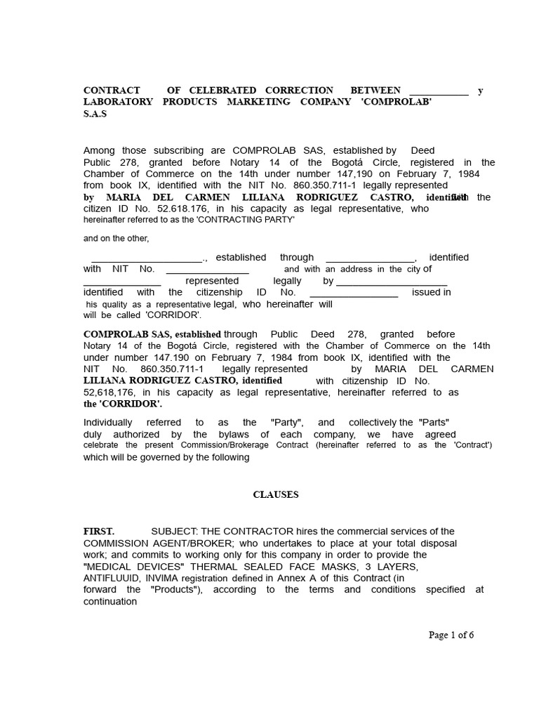 Comprolab SAS Brokerage Contract | PDF | Justice | Crime & Violence
