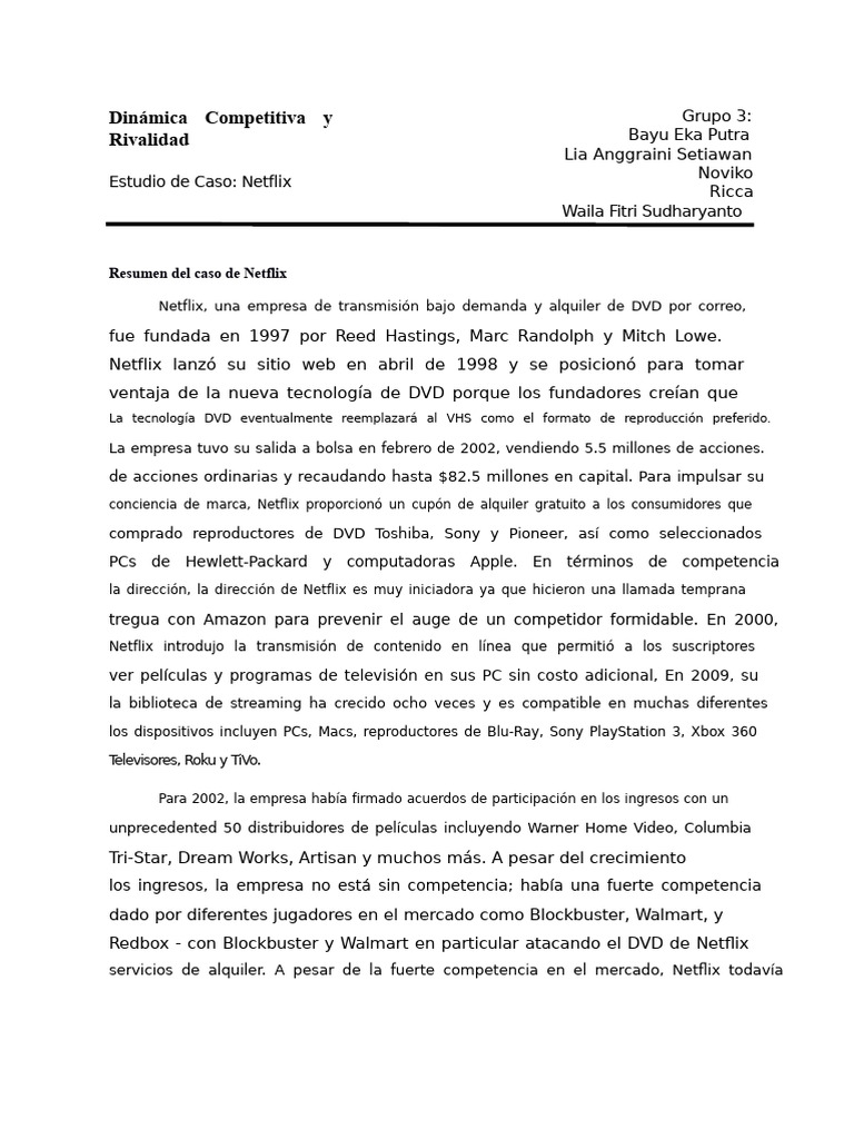 Análisis de la Competencia de Netflix | PDF | Netflix | Vídeo a la carta