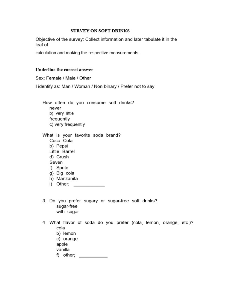 Survey About Soft Drinks.111 | PDF | Soft Drink | Cola