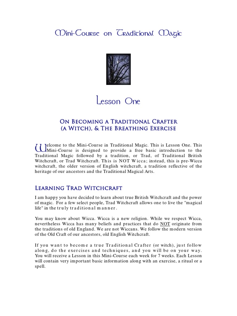 Traditional Witchcraft Lesson 1 | PDF | Wicca | Meditation