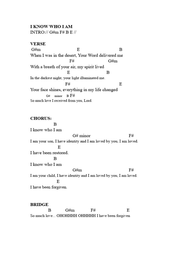 I Know Who I Am Chords | PDF