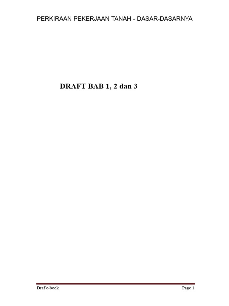 Dasar-Dasar Estimasi Pekerjaan Tanah Bab 1 2 3 DRAFT Rev 0 | PDF