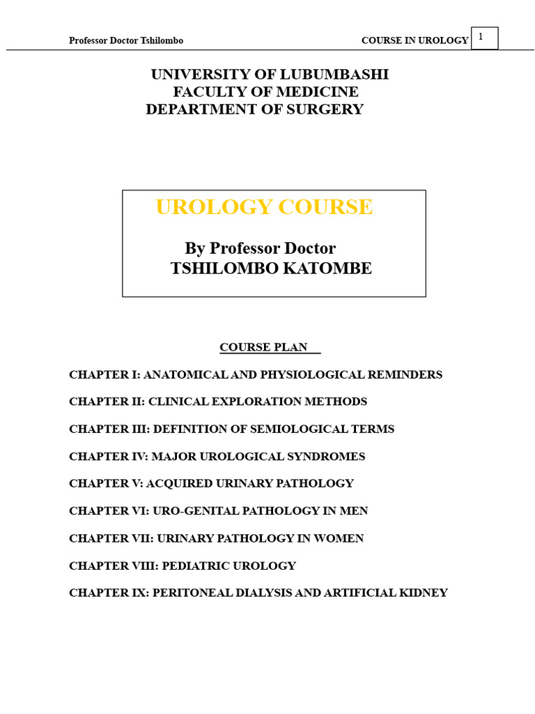 Urology Course Overview and Methods | PDF | Urinary System | Urination