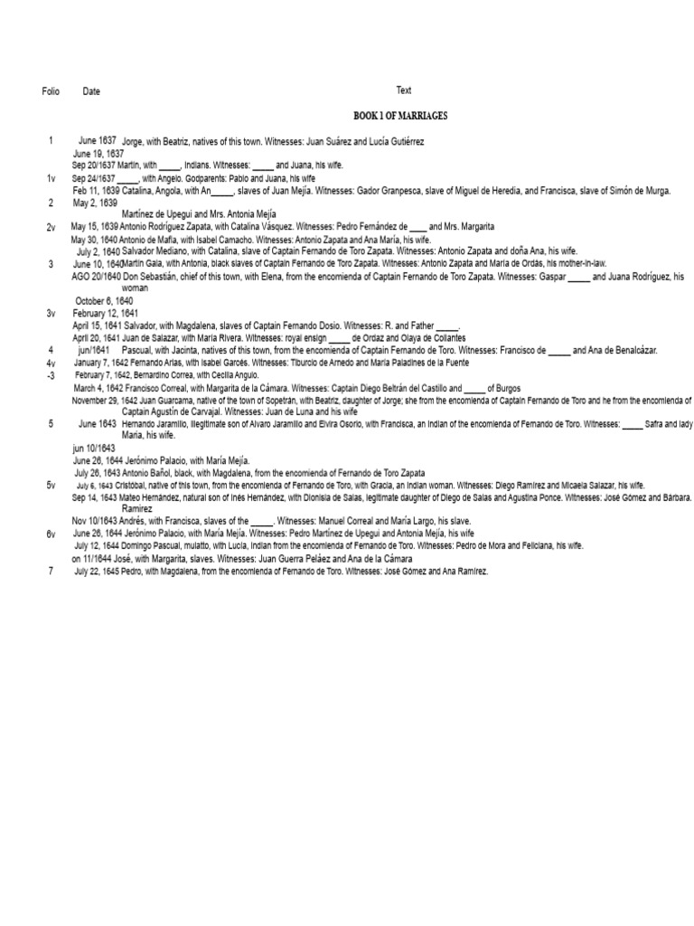 17th Century Marriage Records Archive | PDF | Spanish Colonization Of ...