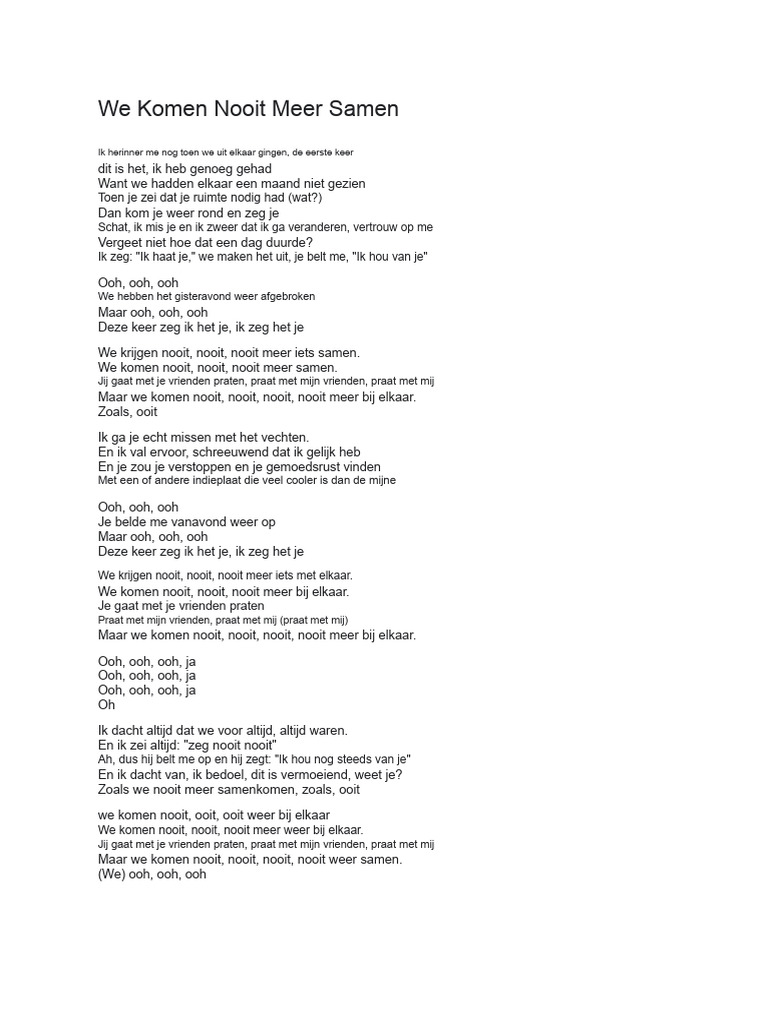 We Komen Nooit Meer Bij Elkaar. | PDF
