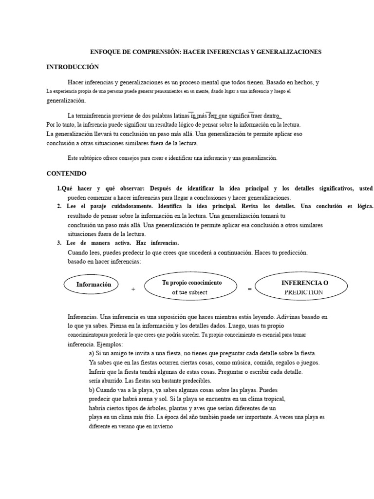 Haciendo Inferencias y Generalizaciones | PDF | Inferencia | Pensamiento
