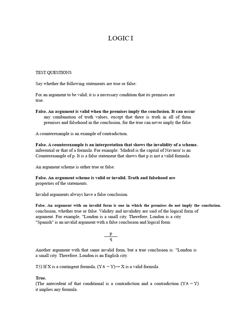 Logic exercises 1 UNED | PDF | Argument | Logical Consequence