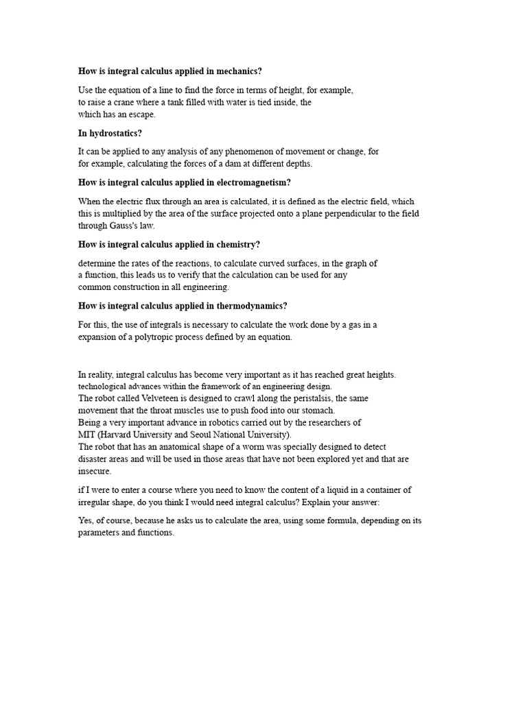 How Is Integral Calculus Applied in Mechanics? | PDF