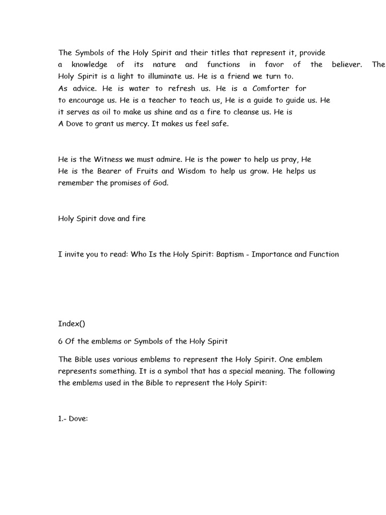 The Symbols of The Holy Spirit and Their Titles That Represent Him ...