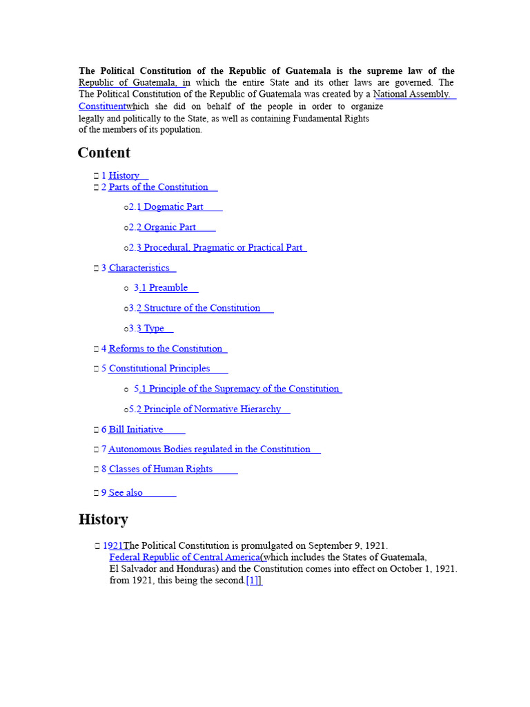 Guatemala's Political Constitution Overview | PDF | Constitution ...