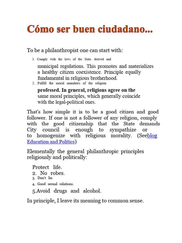 How To Be A Good Citizen | PDF | Love | Citizenship