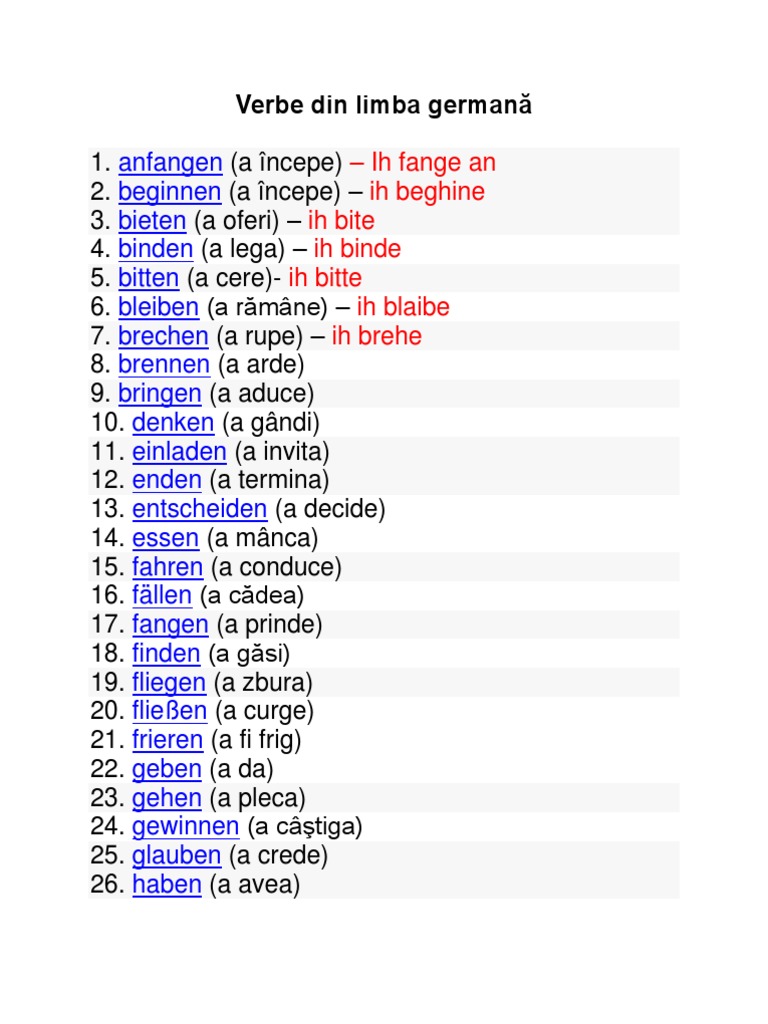 Verbe din limba germană