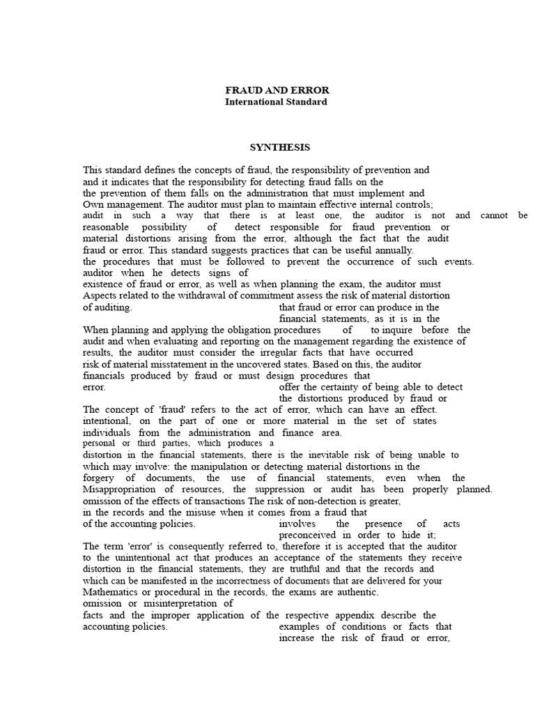 Fraud and Error | PDF | Audit | Internal Control