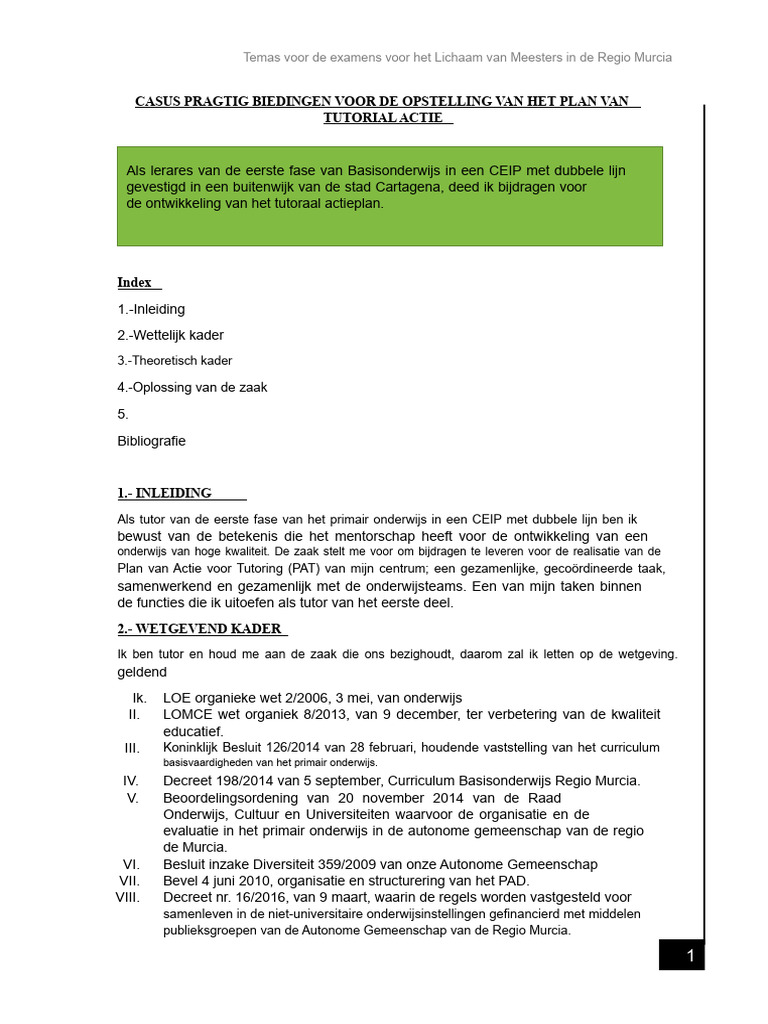 PRAKTISCHE GEVAL Bijdragen Opstellen Van Het Gecorrigeerde PAT Van ...