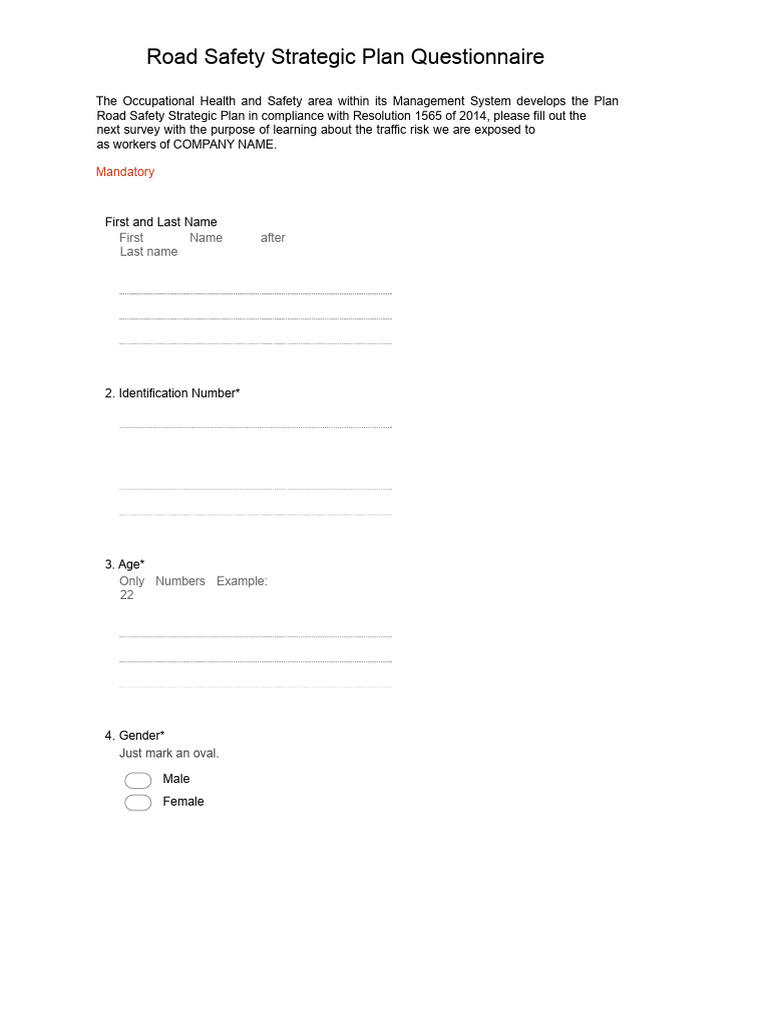 PESV Survey Format | PDF | Road | Traffic Collision