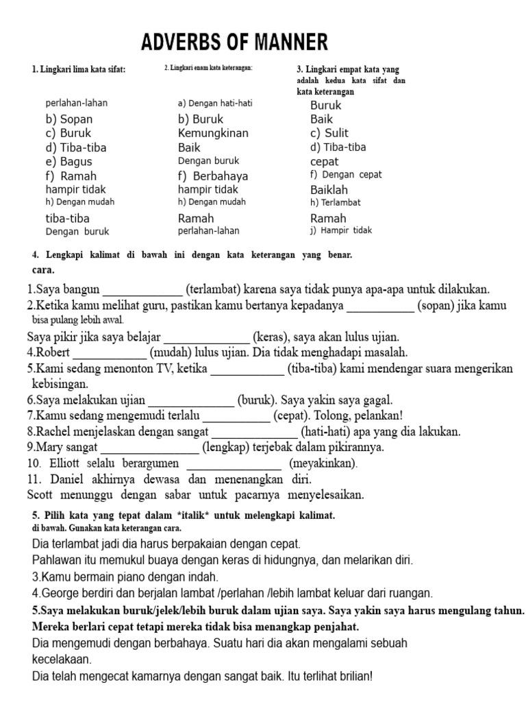 Kata Keterangan Cara | PDF