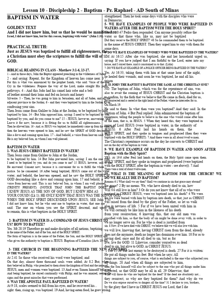 Active Discipleship Until Baptism | PDF | Baptism | Jesus