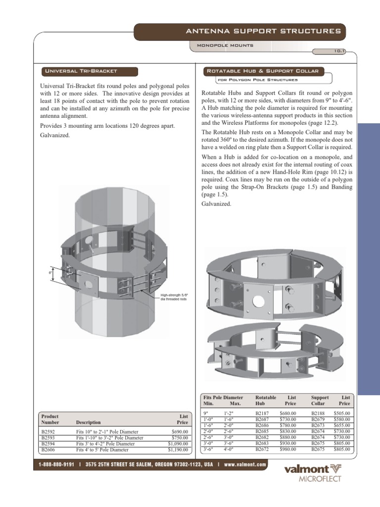 Product Catalog Excerpts Describing Various Antenna Support Structures ...