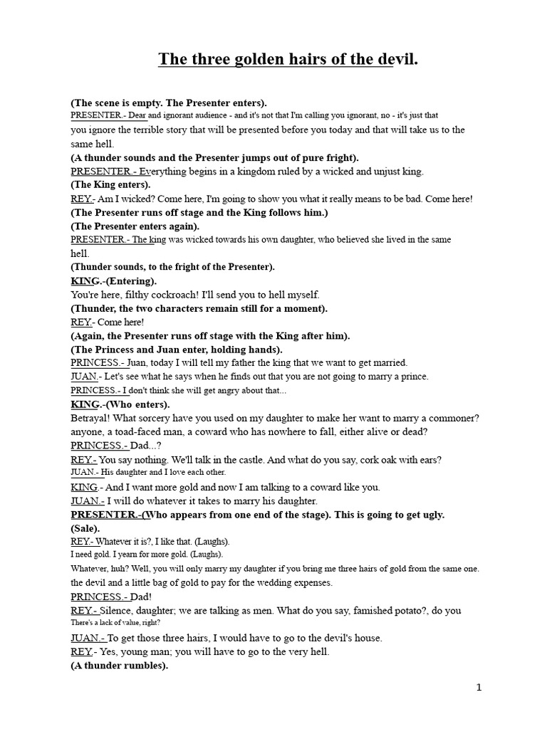 The Three Golden Hairs of The Devil | PDF | Satan | Fairy Tales