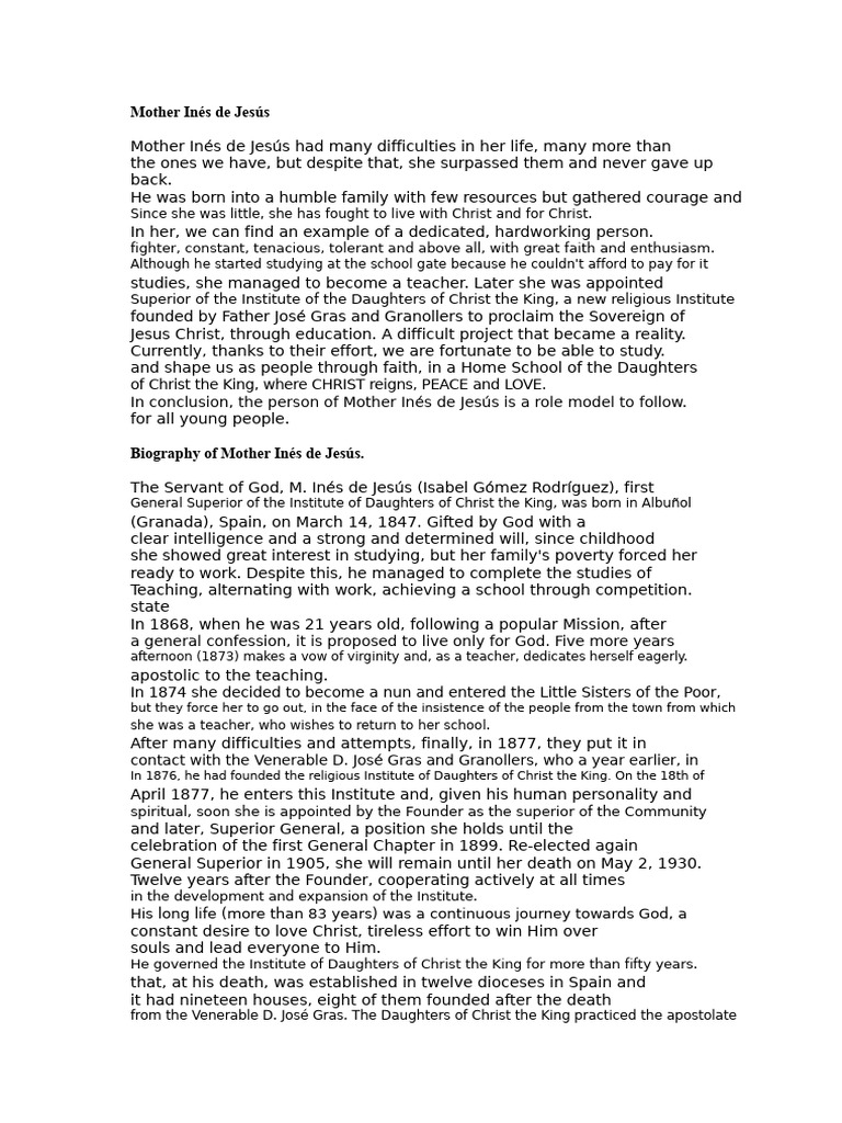 Mother Inés of Jesus | PDF | Jesus | Religious Belief And Doctrine