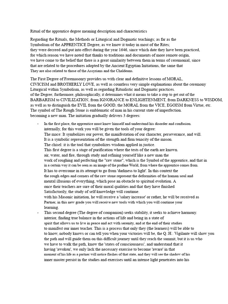 Ritual of The Apprentice Degree: Meaning, Description, and ...