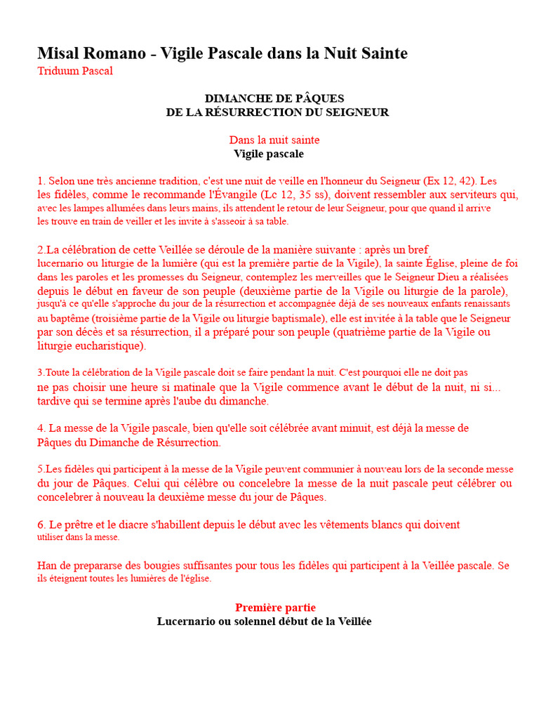 Vigile Pascale : Célébration et Rituels | PDF | Pâques | Baptisme