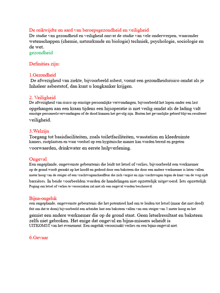 De Reikwijdte en Aard Van Arbeidsgeneeskunde en Veiligheid | PDF