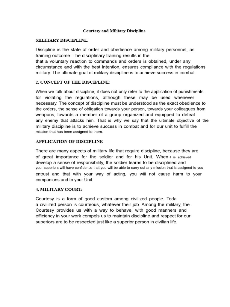 Courtesy and Military Discipline | PDF | Military | Disciplines