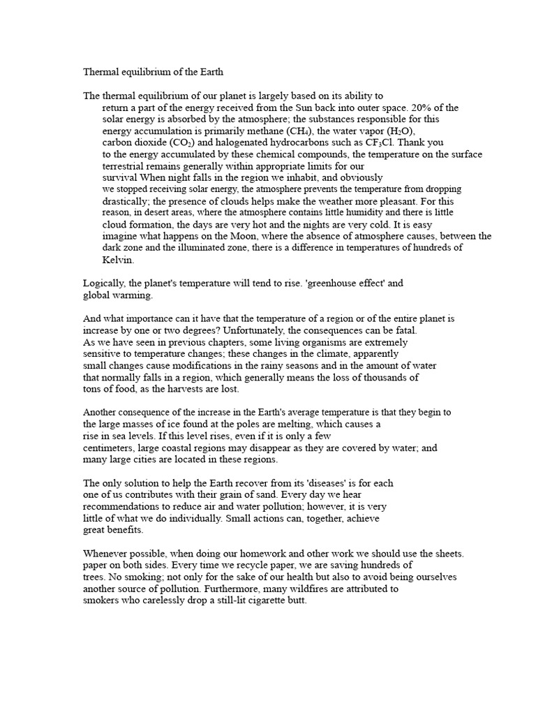 Thermal Equilibrium of The Earth | PDF | Greenhouse Effect | Greenhouse Gas