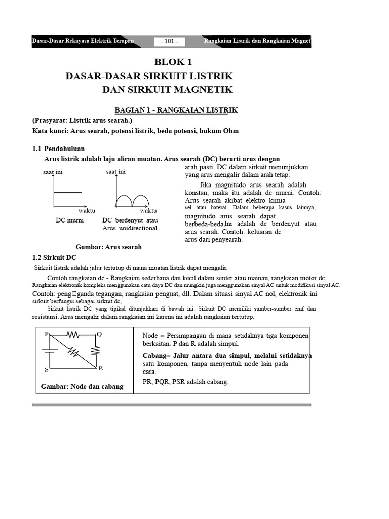 BEE UNIT 1 Dasar-Dasar Sirkuit DC Dan Catatan Sirkuit Magnet | PDF