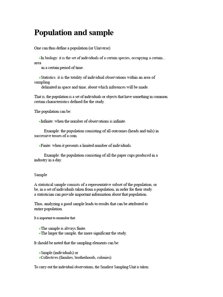 Population and sample | PDF | Sampling (Statistics) | Statistics