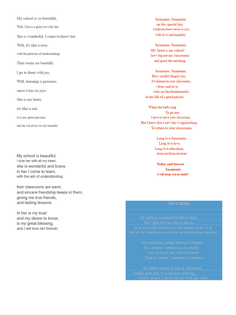 My Beautiful School: A Poem of Love | PDF | Love