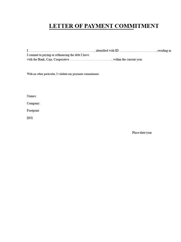 Letter of Payment Commitment | PDF