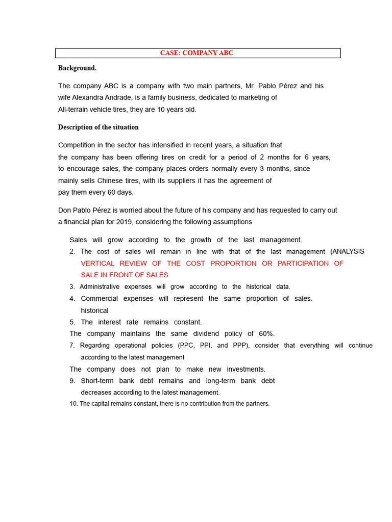 CASE ABC Company - Projection | PDF | Expense | Depreciation