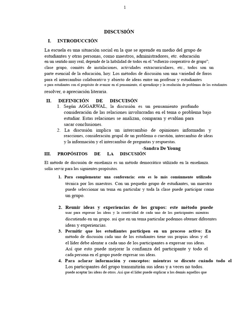 Métodos de Discusión en Educación | PDF | Aprendizaje | Método de enseñanza