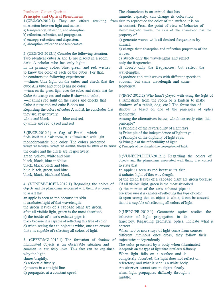 Chameleon Color Change and Light Principles | PDF | Light | Waves