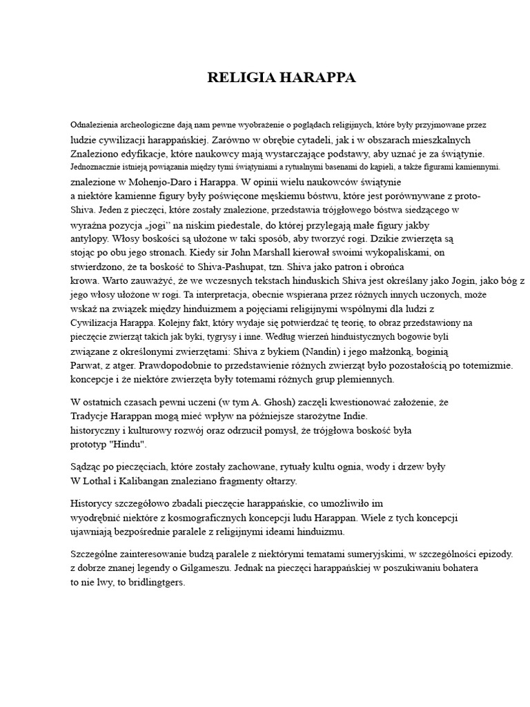 Religia Harappa | PDF