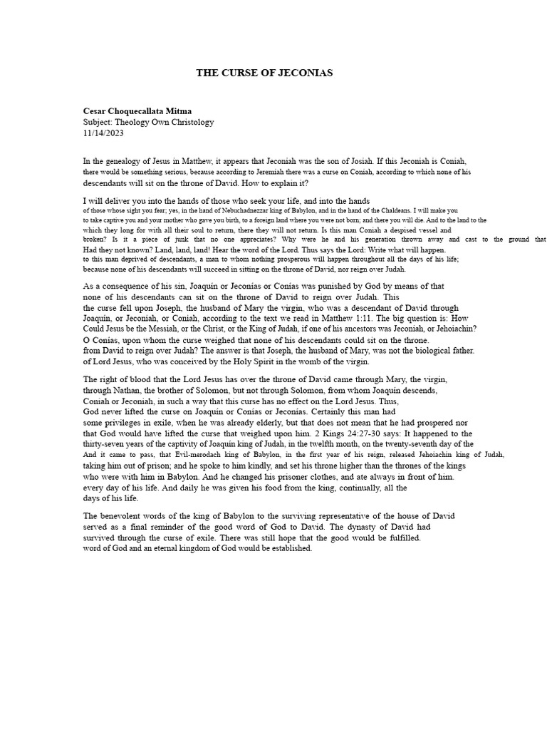 THE CURSE OF JECHONIAH | PDF | Religious Belief And Doctrine