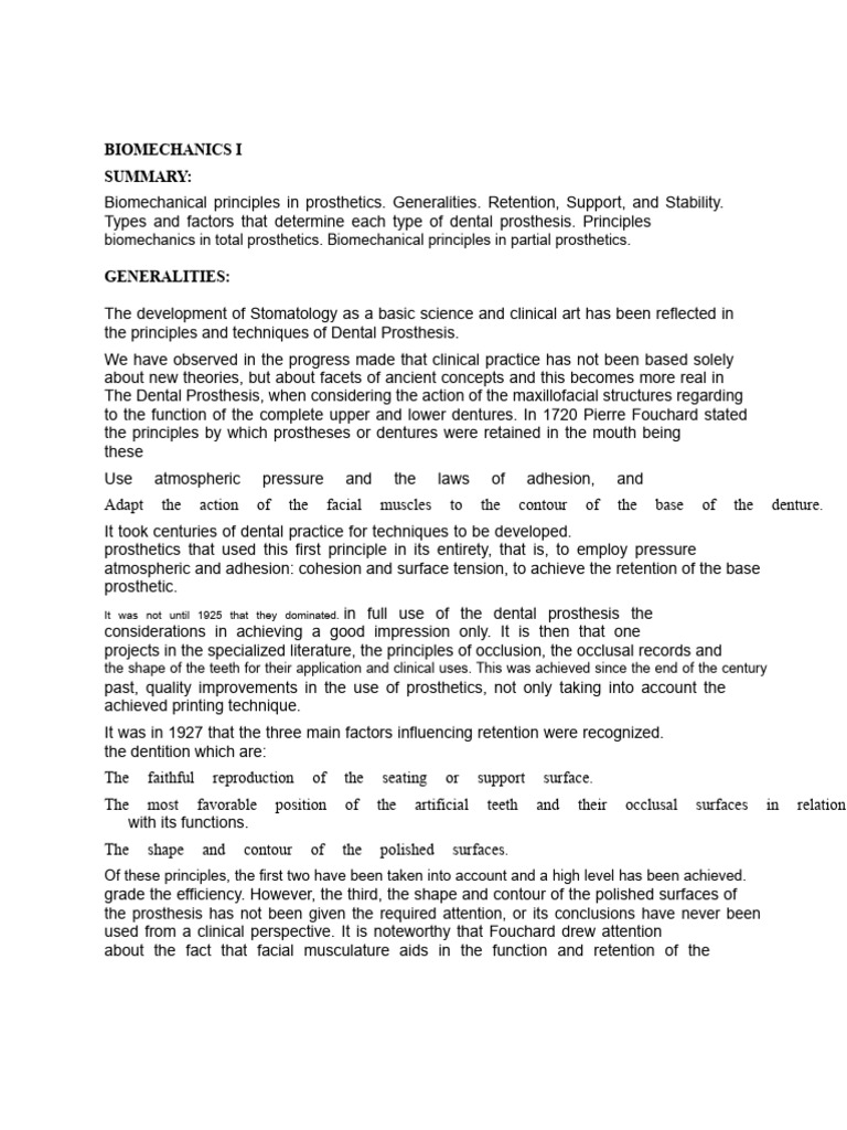 BIOMECHANICS I. Biomechanical Principles in Prosthetics | PDF ...