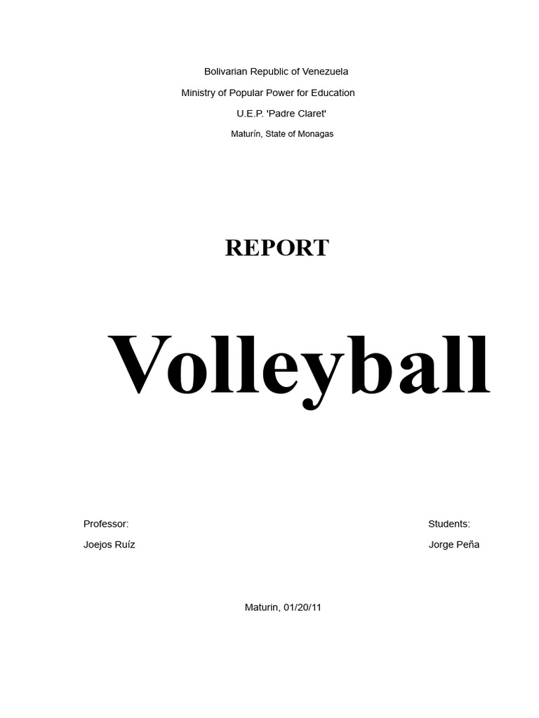 Physical Education Report Volleyball | PDF | Volleyball | Referee