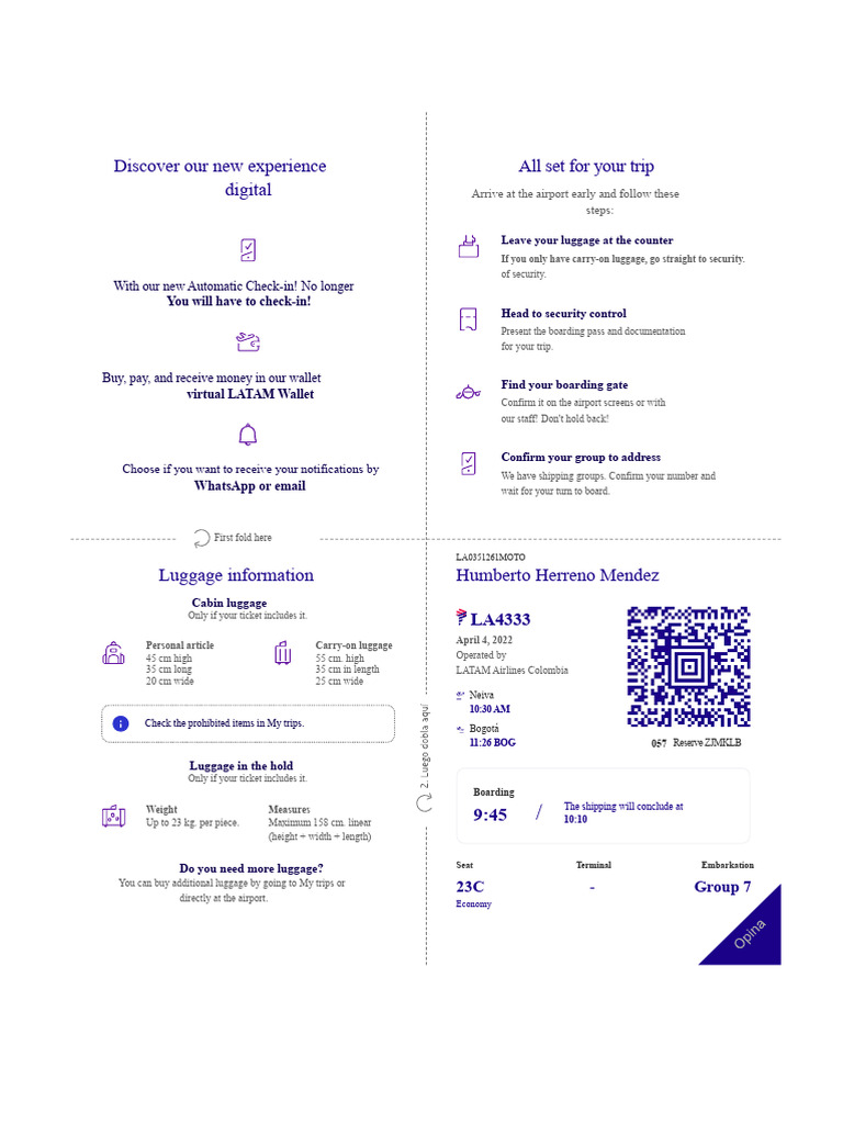 Boarding Pass - LATAM Airlines | PDF | Aviation