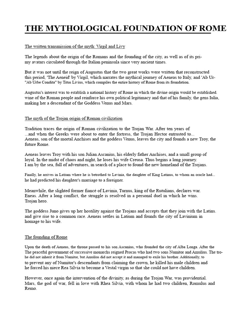 Origins of Rome: Myths and Legends | PDF | Aeneas | Classical Civilizations