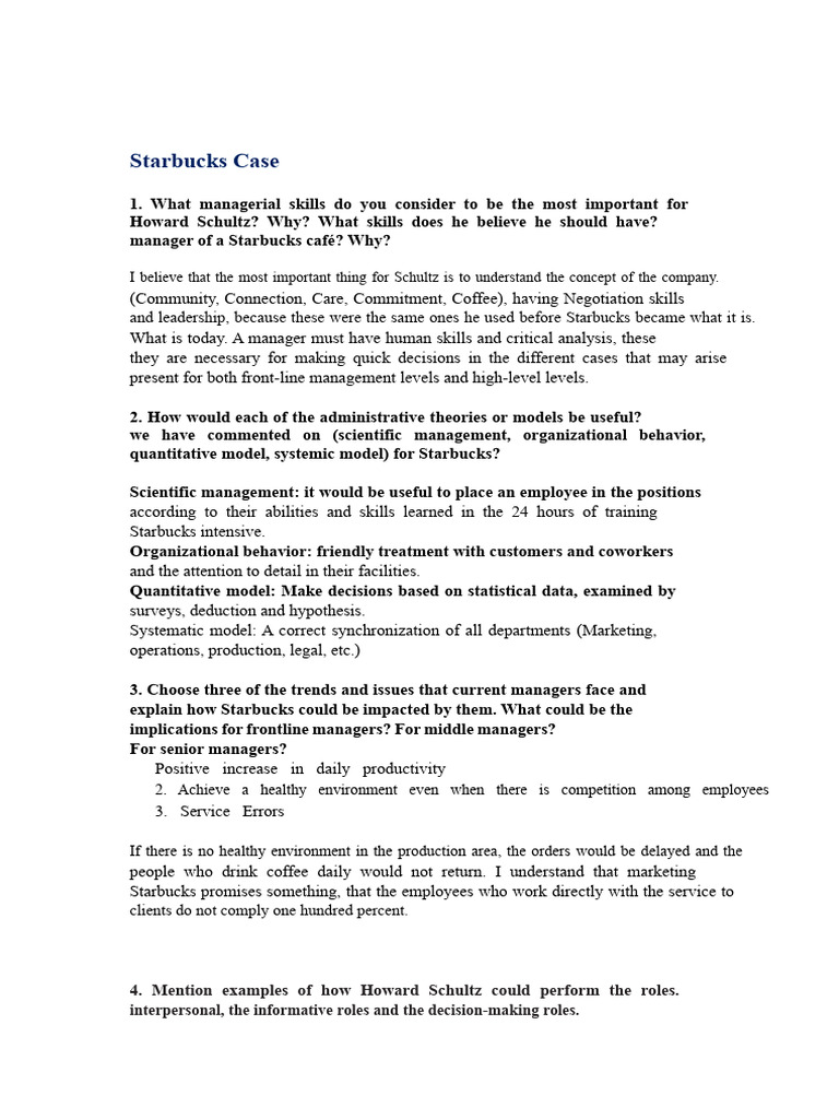Starbucks Case ADM 111 | PDF | Starbucks | Organizational Behavior