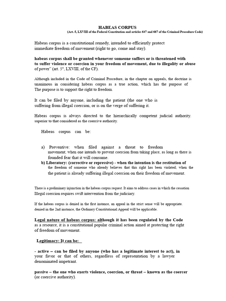 Understanding Habeas Corpus Rights | PDF | Habeas Corpus | Bail