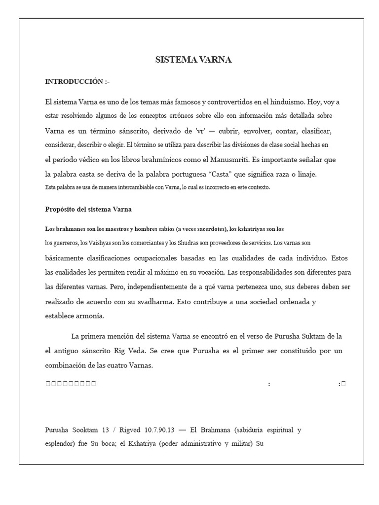 Sistema Varna | PDF | Casta