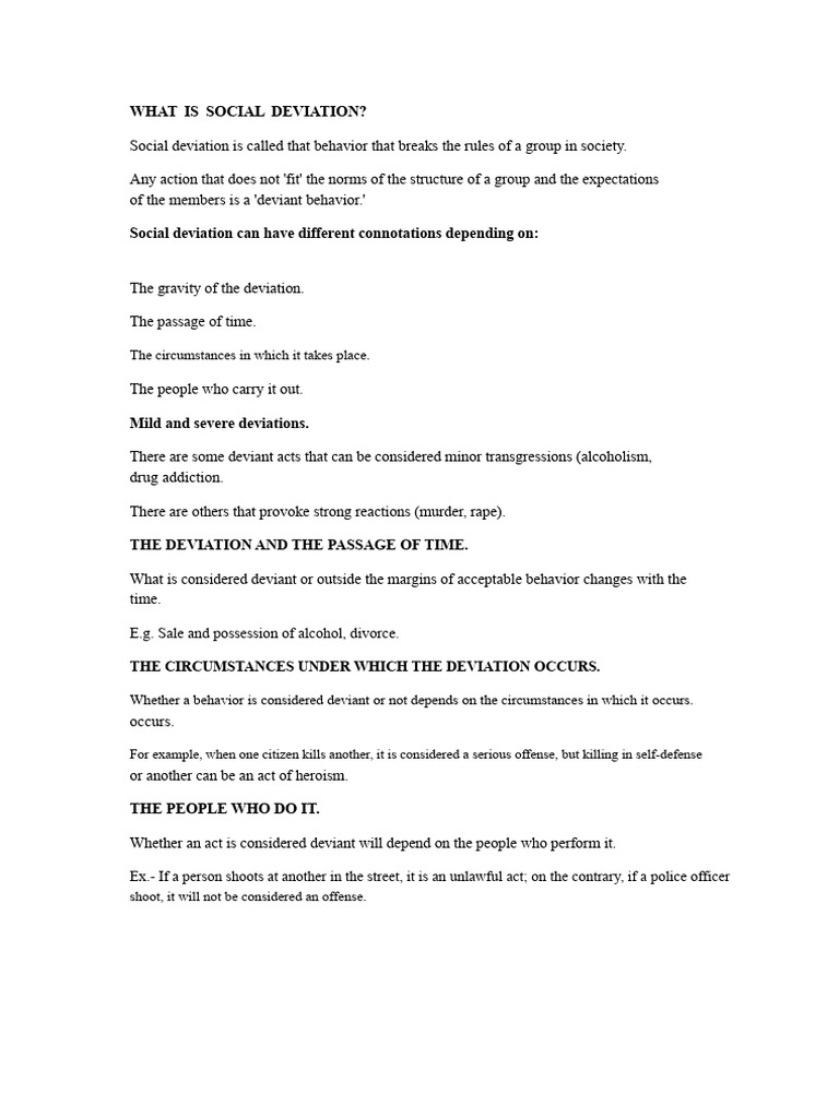 What is Social Deviance? | PDF | Deviance (Sociology) | Behavioural ...